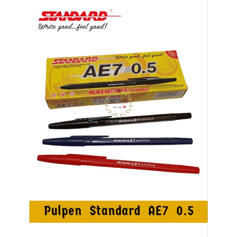 Jual Pulpen Standard AE7 0.5mm Bolpen Ballpoint Pena - 1 box (12pcs) | Shopee Indonesia