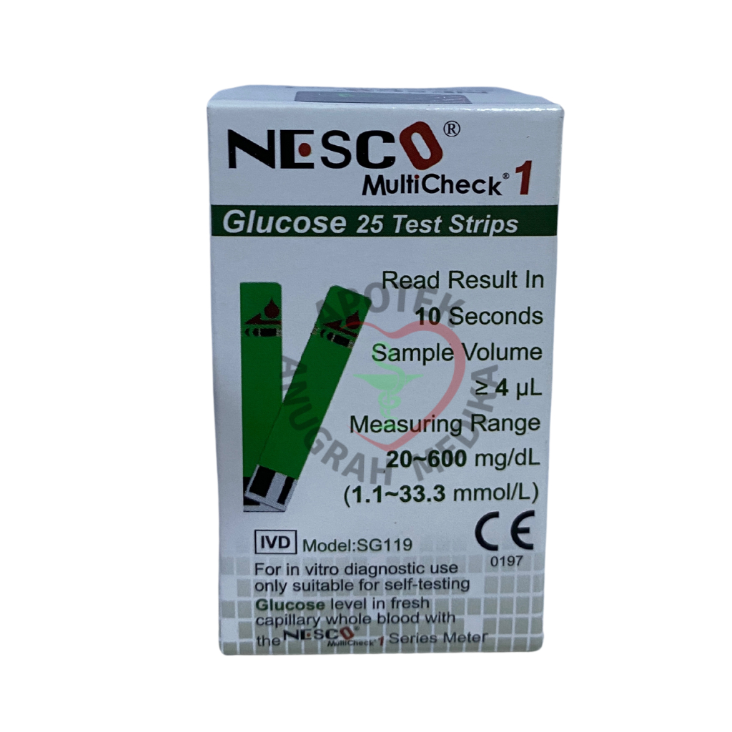 Jual Nesco Glucose Strip / Strip gula darah Nesco Multicheck 25 Strip ...
