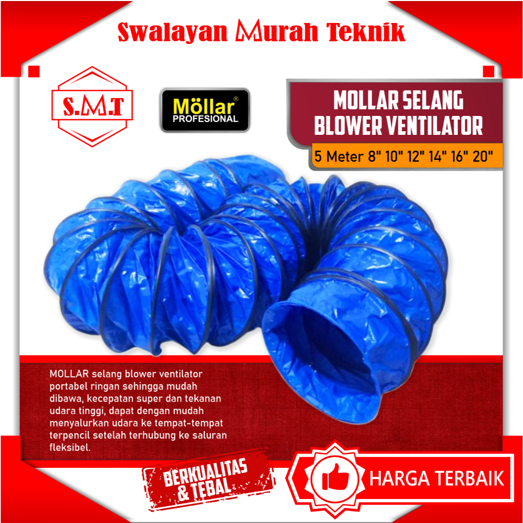 Jual MOLLAR Selang Portable Blower Ventilator 5 Meter 8" 10" 12" 14" 16 ...
