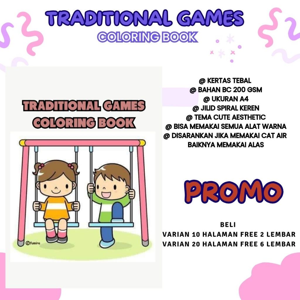 Jual TRADITIONAL GAMES Coloring Book Buku Sketsa Mewarnai Menggambar ...
