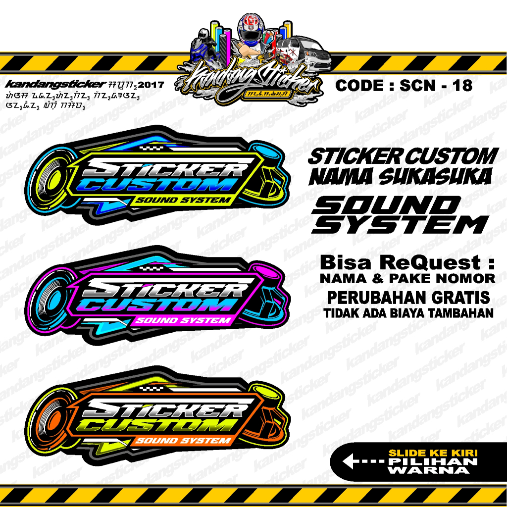 Jual Stiker AUDIO SOUND SYSTEM Custom Satuan Nama Suka Suka Sticker ...