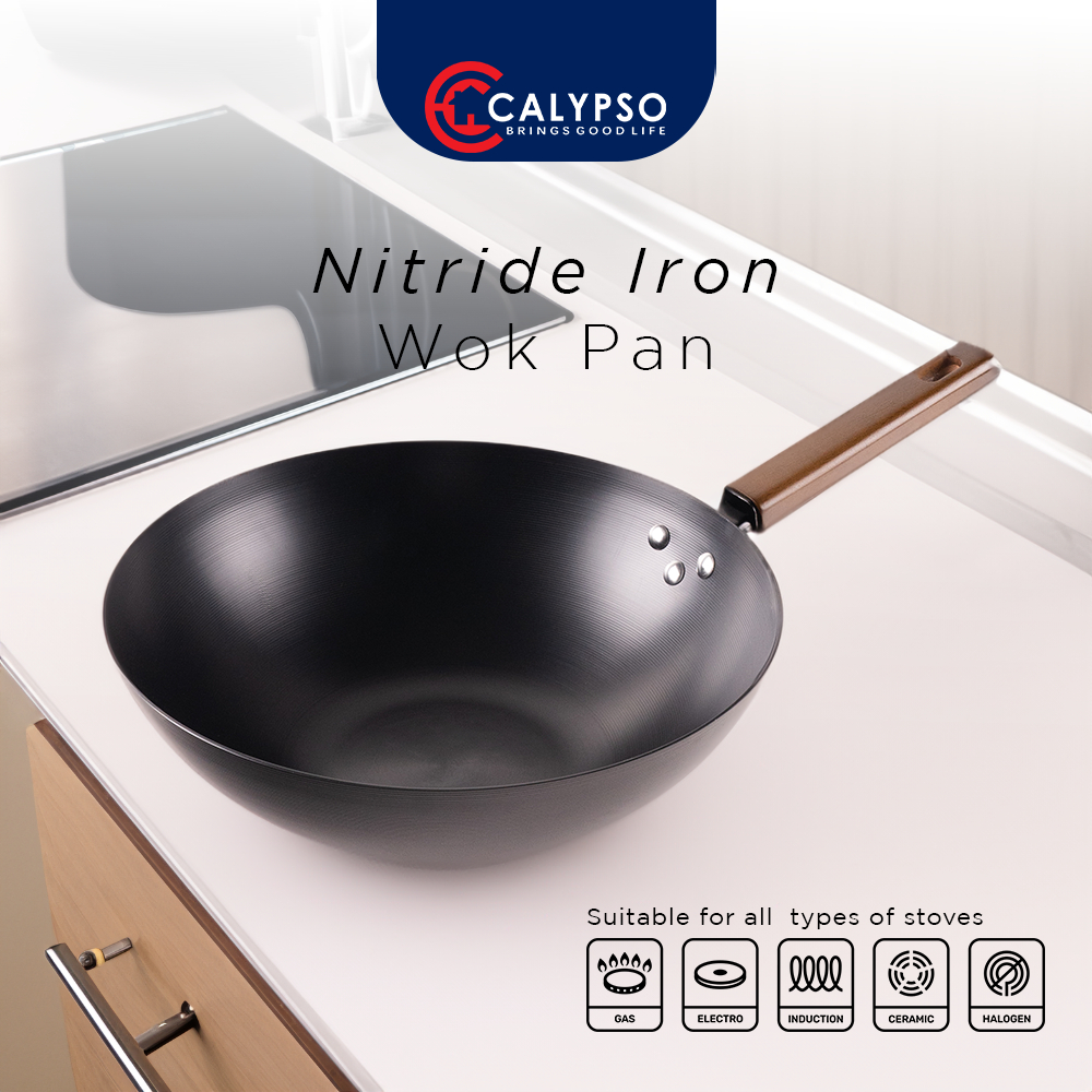 Jual Calypso Wok Pan Wajan Penggorengan Nitride Iron 30-32cm Gagang ...