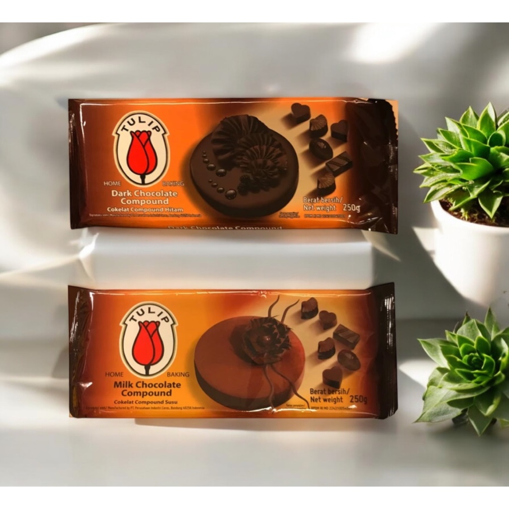 Jual Tulip Dark 250gr Chocolate Compound Milk Coklat Batangan Untuk Kue ...