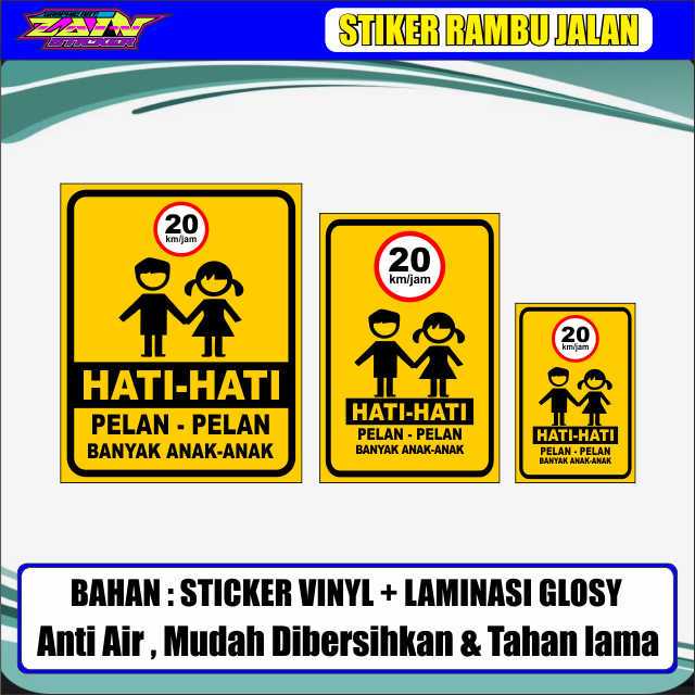 Jual Sticker Waterproof, Stiker Hati-hati Banyak Anak-anak, Stiker ...