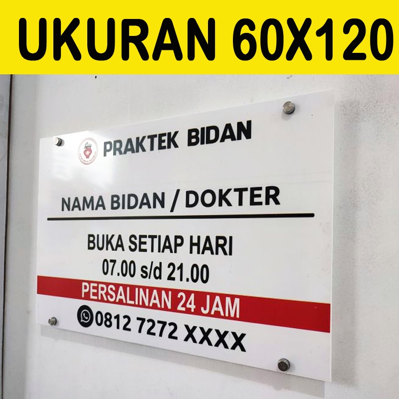 Jual Papan Nama Akrilik Ukuran 60x120 Plang Toko Dokter Plang Mesjid ...