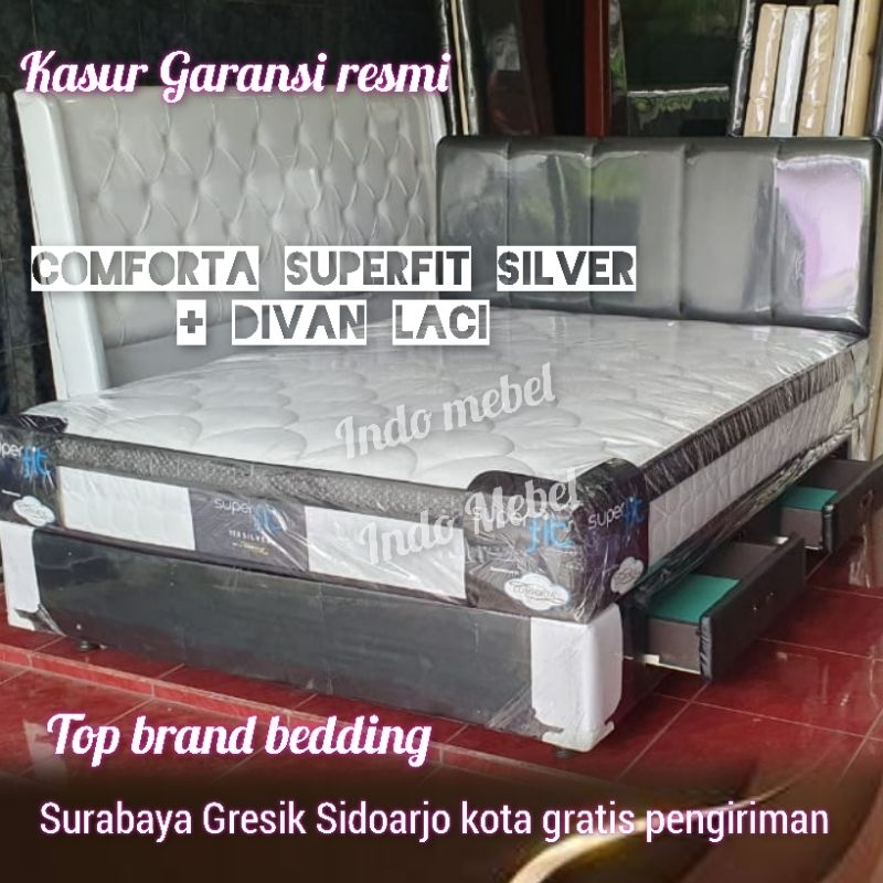 Jual Set Comforta Superfit neo silver divan amben laci kasur spring bed ...