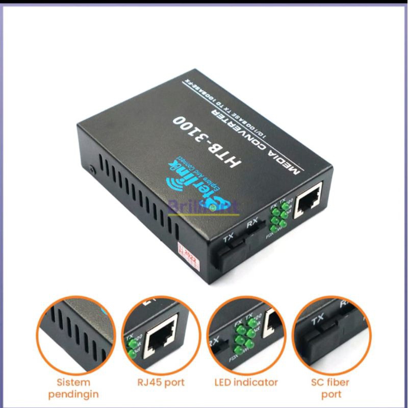 Jual HTB-3100 MEDIA KONVERTER FIBER OPTIK SINGLE MODE DENGAN ADAPTOR 5V | Shopee Indonesia