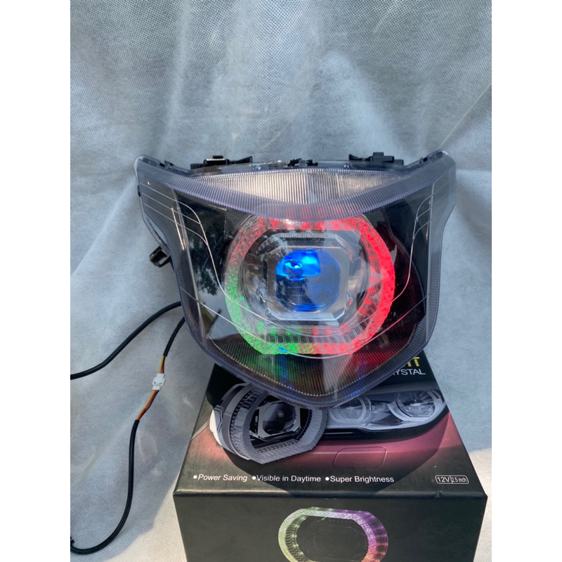 Jual REFLEKTOR LAMPU DEPAN BEAT POP BILLED MATRIX X1 RGB DEVIL SHOURD ...