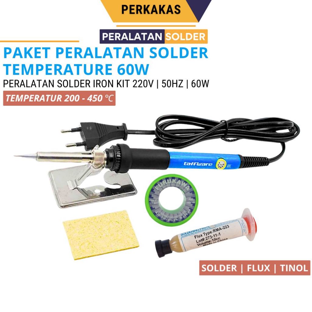 Jual Kit Peralatan Solder Listrik Set Lengkap 60 Watt 220V Adjustable Temperature Fast Heating ...