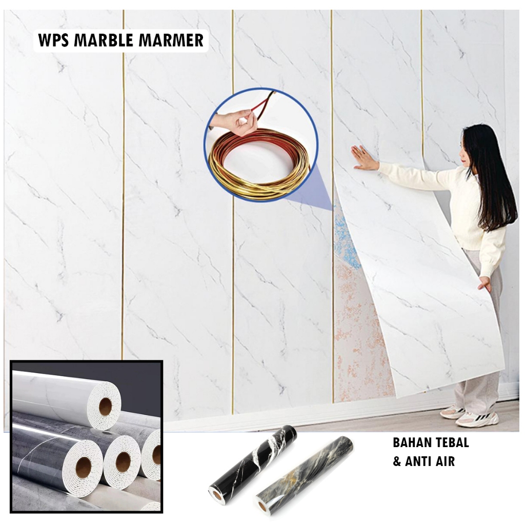 Jual ModenaShop88 Wallpaper Dinding Marmer Putih Roll Foam Pvc 60cm x ...