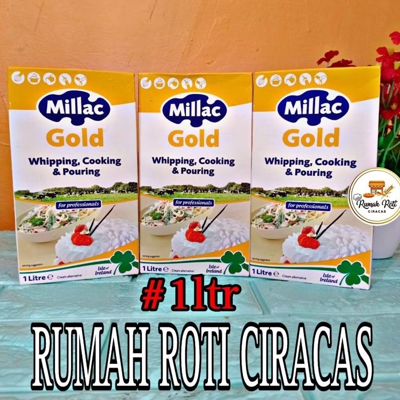 Jual MILLAC GOLD CREAM MILAC WHIPP UHT PLAIN 1 LITER WHIPPING | Shopee ...