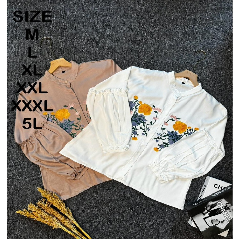 Jual Nakata kemeja wanita bordir - kemeja jumbo - Big size S M L XL XXL 3XL 5L | Shopee Indonesia