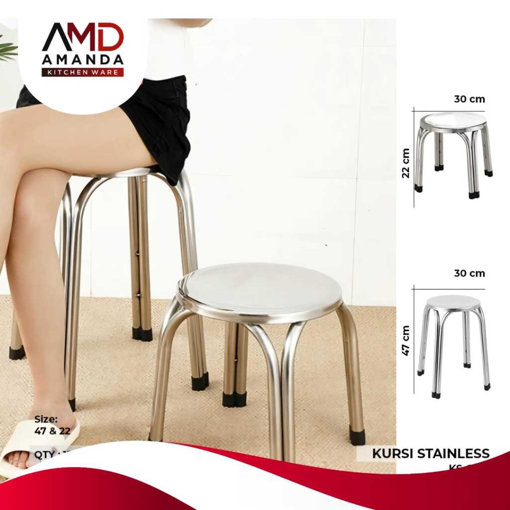 Jual Kursi Stainless 30-47 Cm Kursi Baso kafe Kantor Kualitas Original ...
