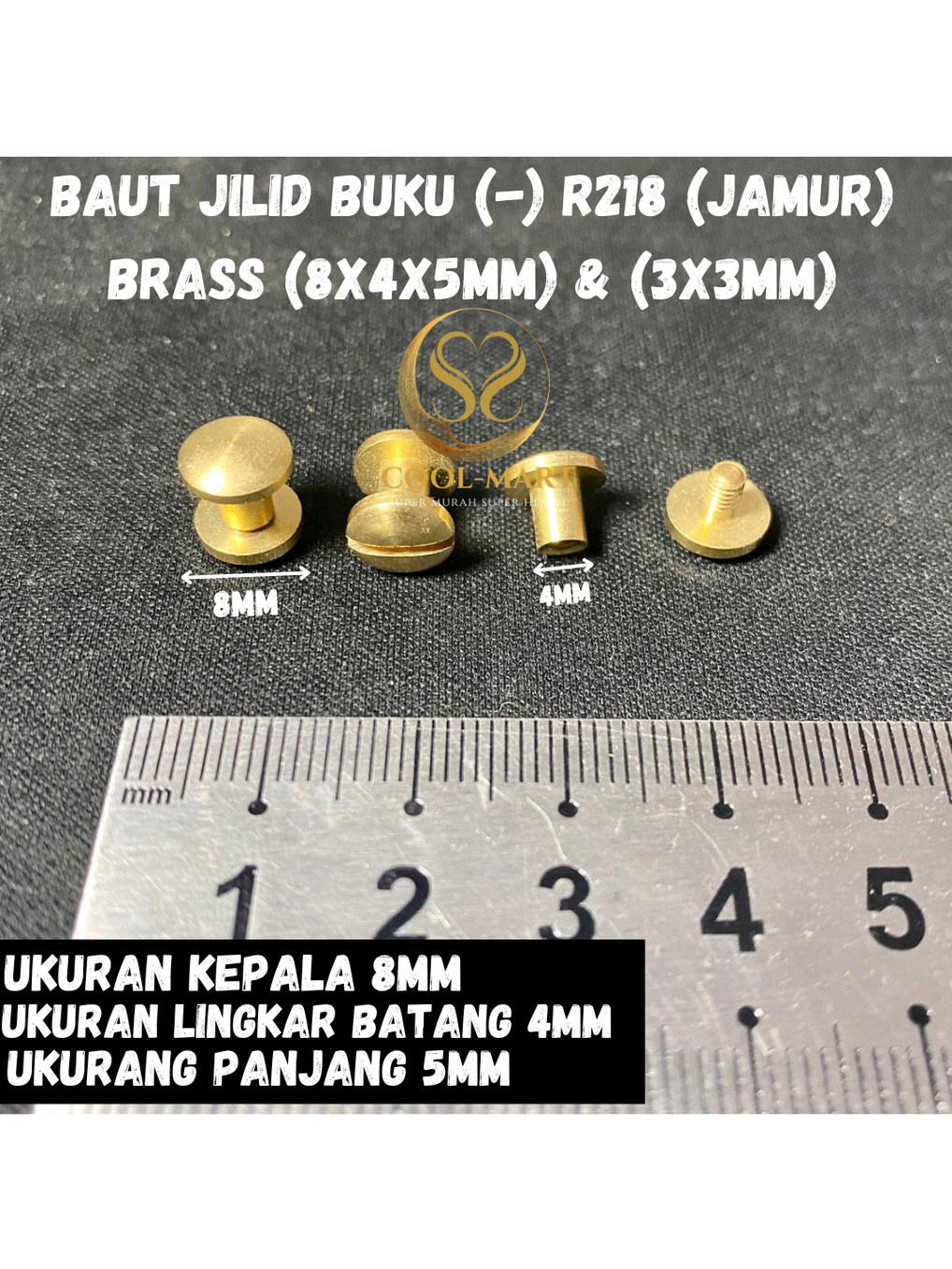 Jual BAUT JILID BUKU (-) R218 (JAMUR) BRASS (8X4X5MM) & (3X3MM ...