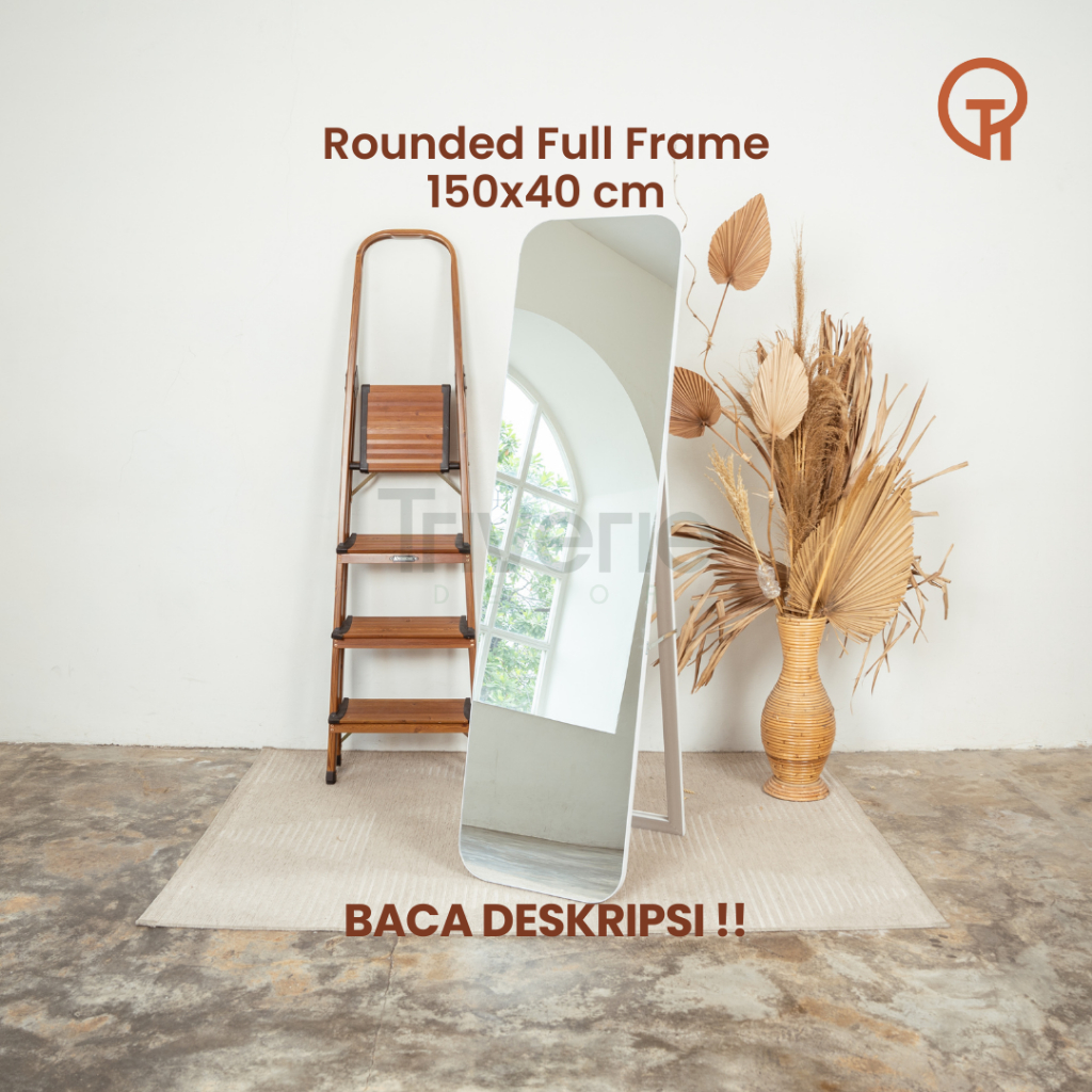 Jual Standing Mirror Aesthetic Rounded Full Frame Edging MDF 150x40 cm ...