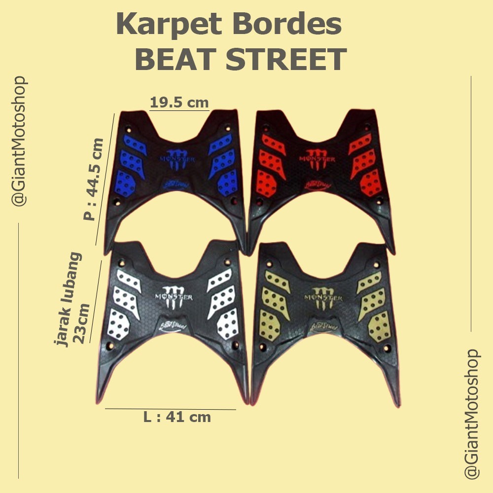 Jual karpet bordes beat street pijakan kaki/alas kaki/injekan motor honda | Shopee Indonesia