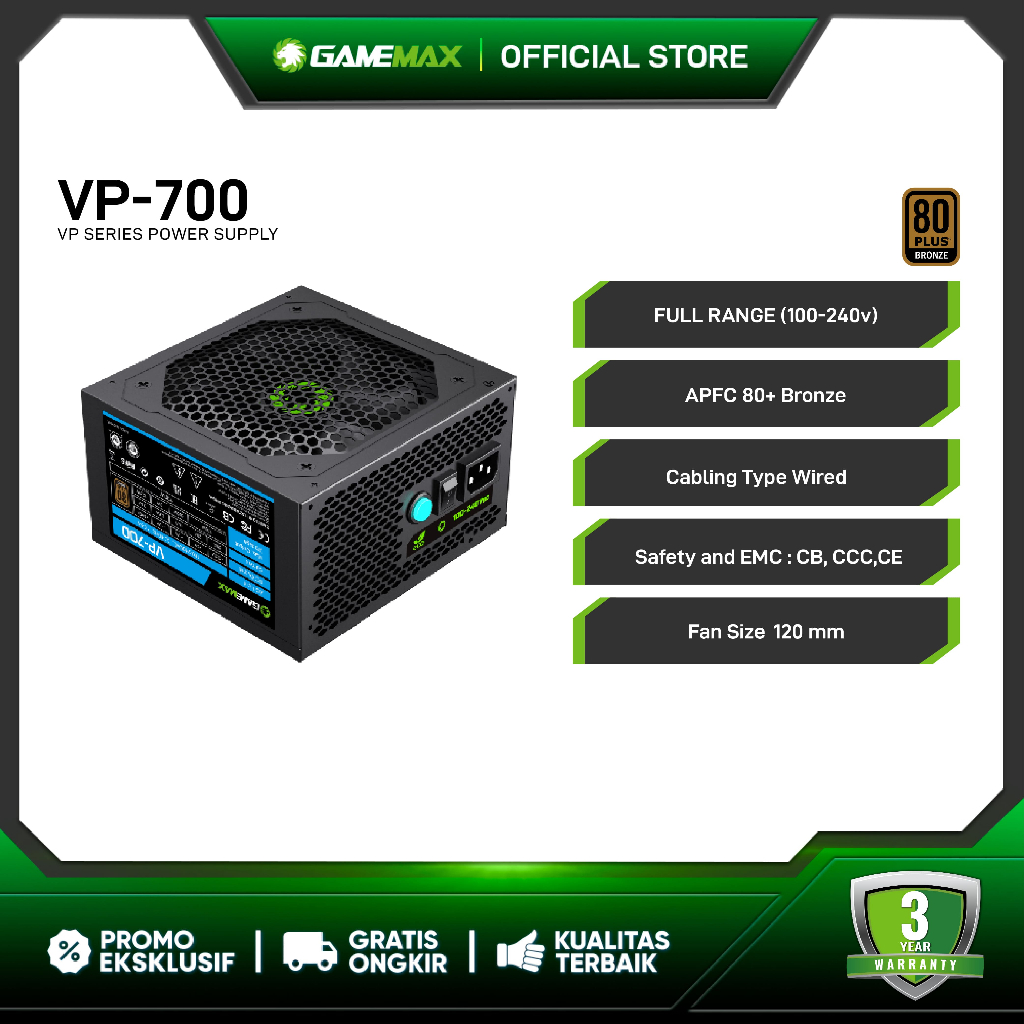 Jual GameMax VP-700 Value and Performance 80+ Power Supply | Shopee Indonesia