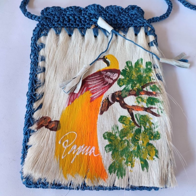 Jual Tas Noken Papua Motif Anyaman Cendrawasih bahan Bulu kambing ...