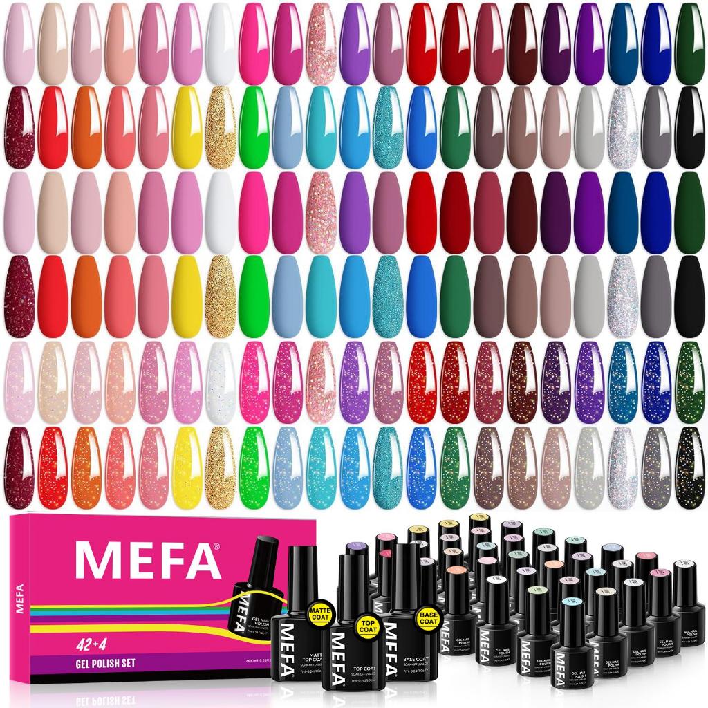 Jual MEFA Gel Nail Polish Set 47 PCS dengan Nail Primer Base Coat ...