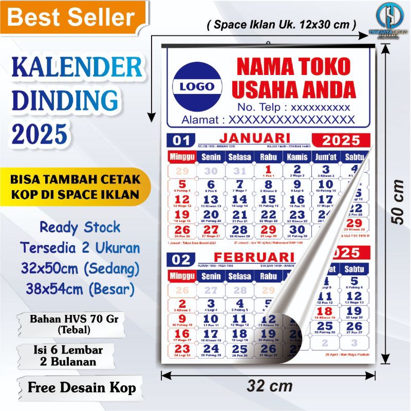 Jual Kalender Dinding / Kerja 2026 Jumbo • Kalender Murah • Cetak ...