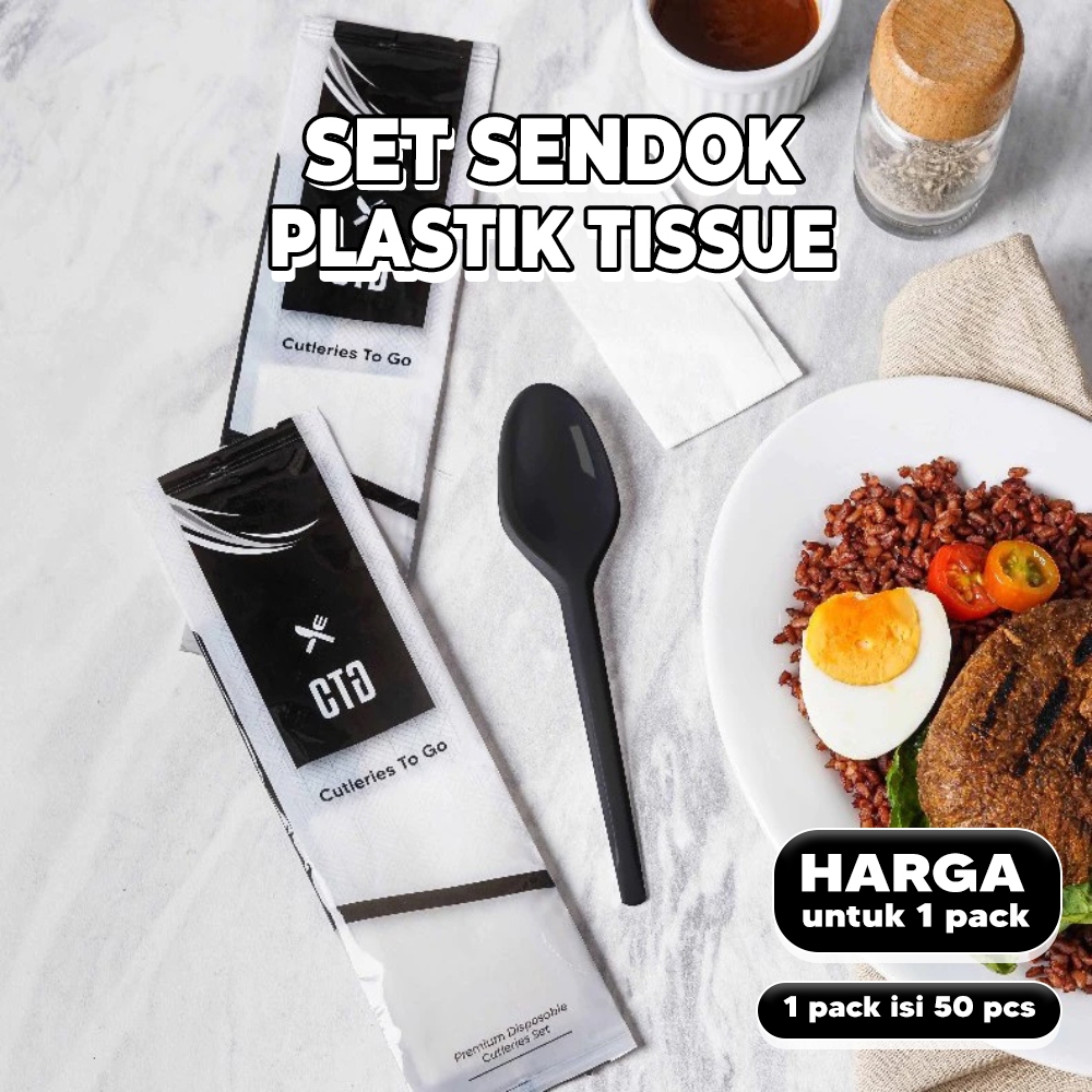 Jual Sendok Set Plastik isi Sendok Tisu Bungkus Transparan Tebal ...
