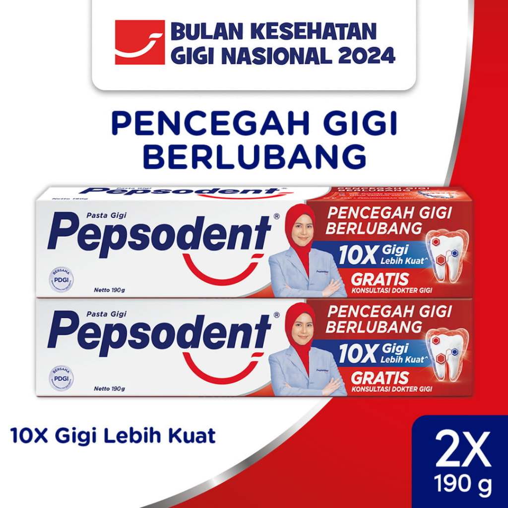 Jual Pepsodent PASTA GIGI Pencegah Gigi Berlubang Anti-cavity Toothpaste Dgn MikroKalsium 190G ...