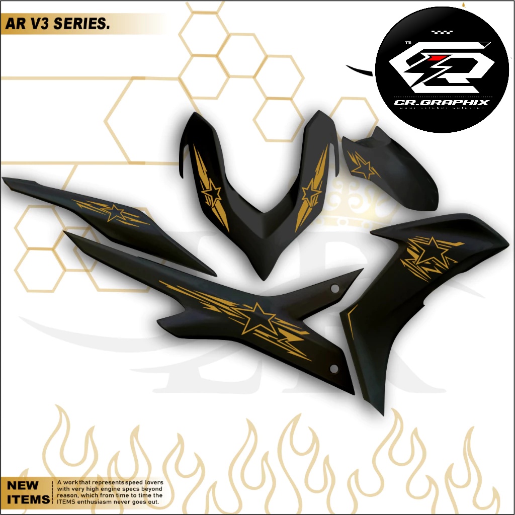 Jual STRIPING VARIASI AEROX NEW BINTANG STIKER BODY AEROX 155 STRIPING ...