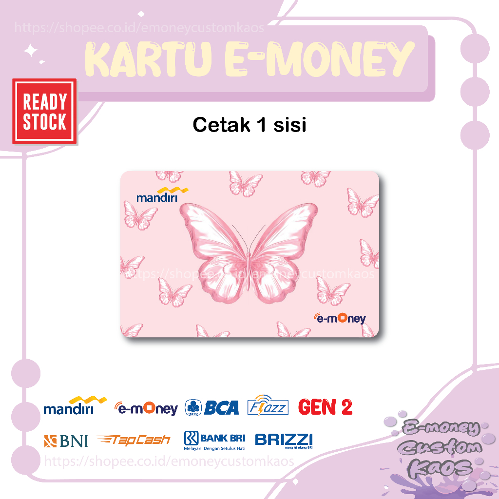 Jual KARTU EMONEY E TOLL ANIMAL KUPU BUTTERFLY MANDIRI FLAZZ BCA GEN 2 ...