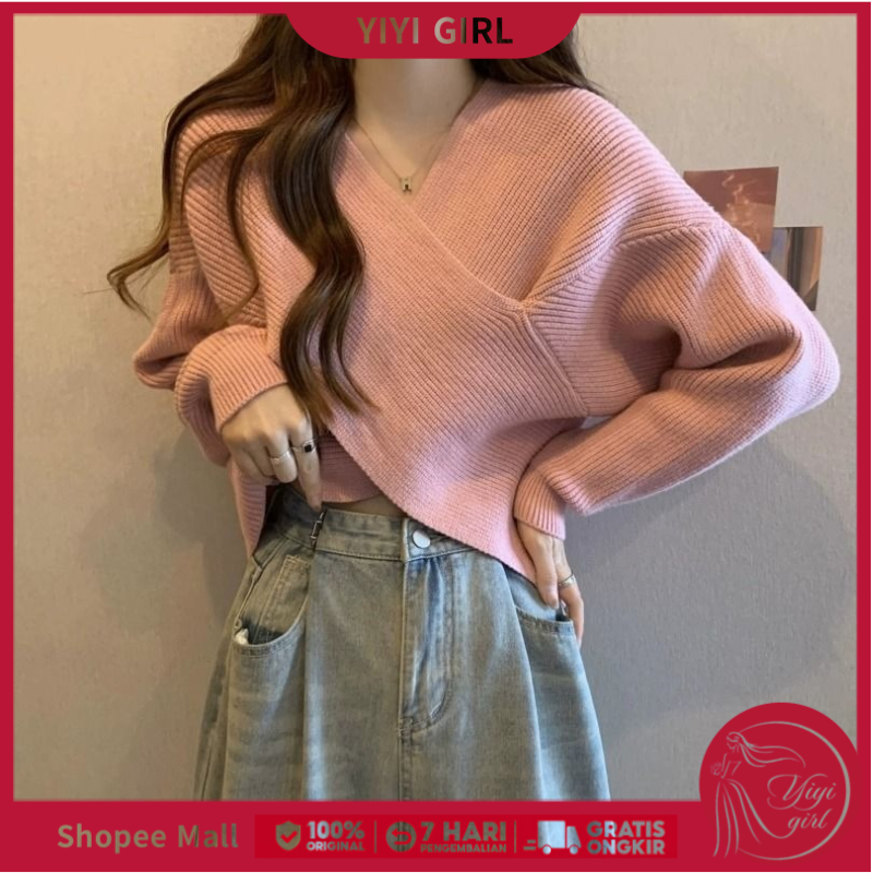 Jual YIYI GIRL Sweater rajut Atasan wanita kekinian Lengan panjang Sweater wanita | Shopee Indonesia