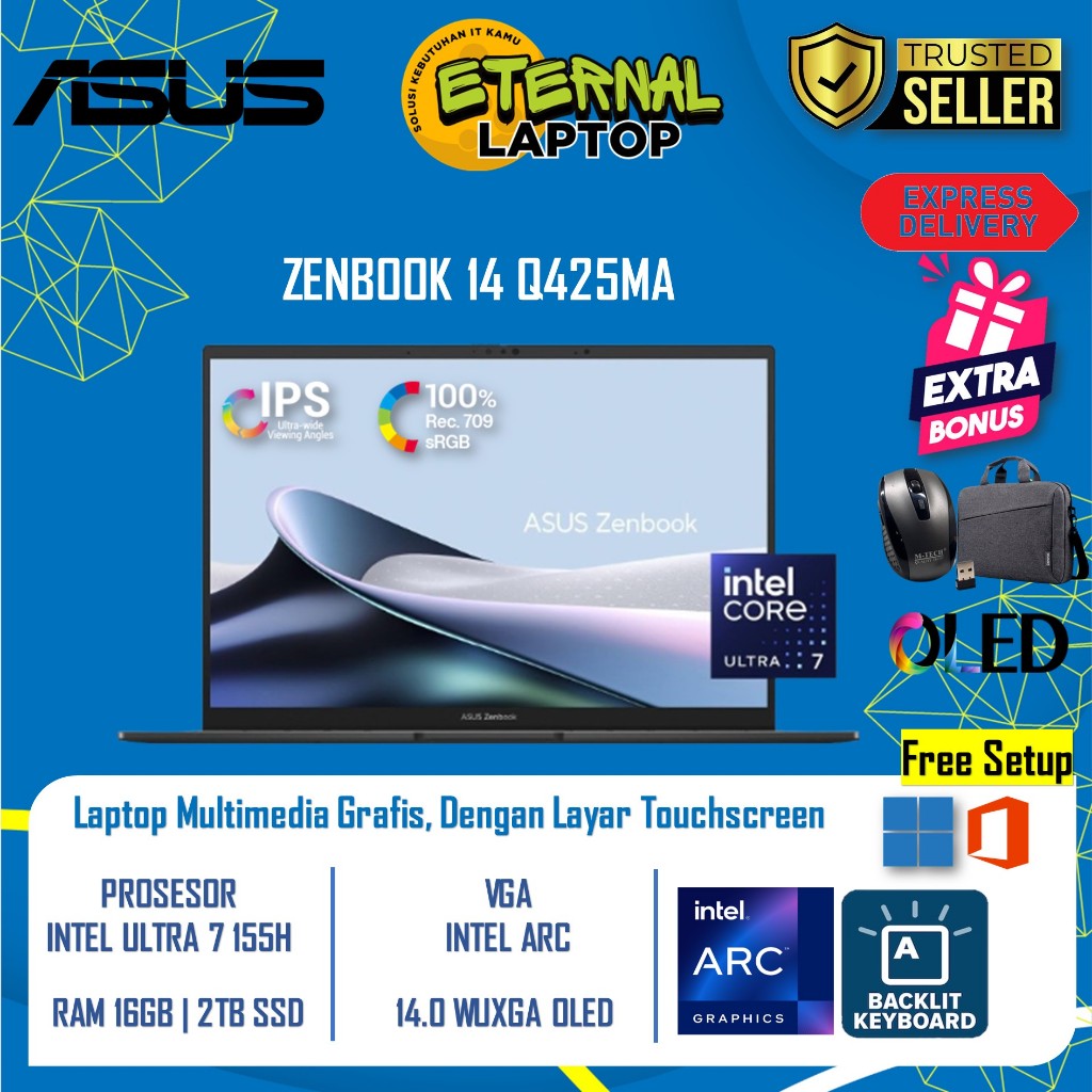 Jual Laptop Bisnis OLED ASUS ZENBOOK 14 Q425MA INTEL ULTRA 7 155H RAM ...
