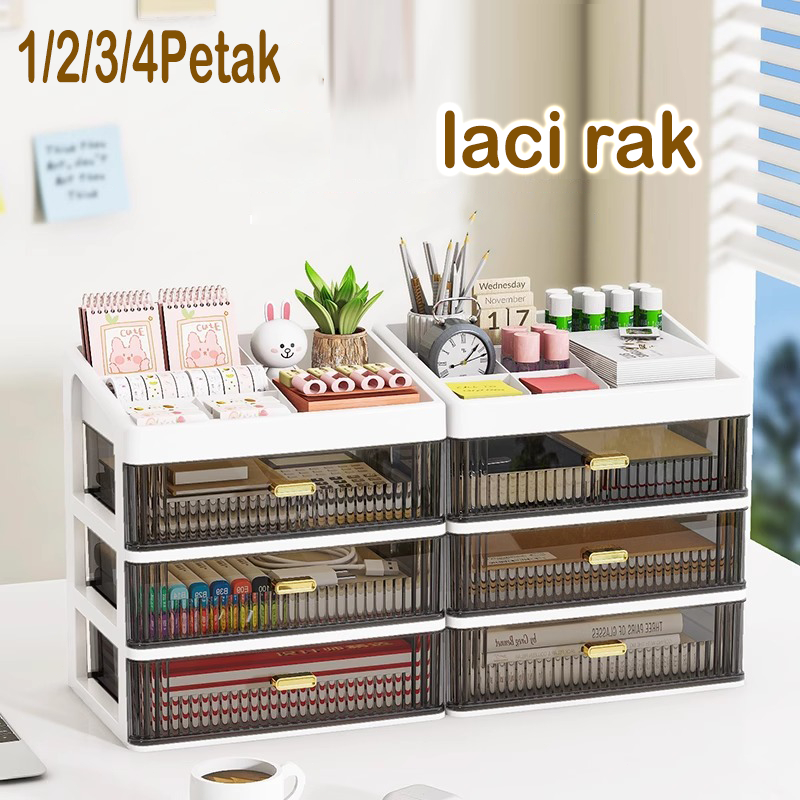 Jual rak laci plastik Kotak Penyimpanan Susun Multifungsi Tempat Make ...