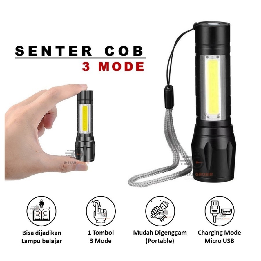 Jual Senter Swat Mini Zoom Senter Police LED COB | Shopee Indonesia