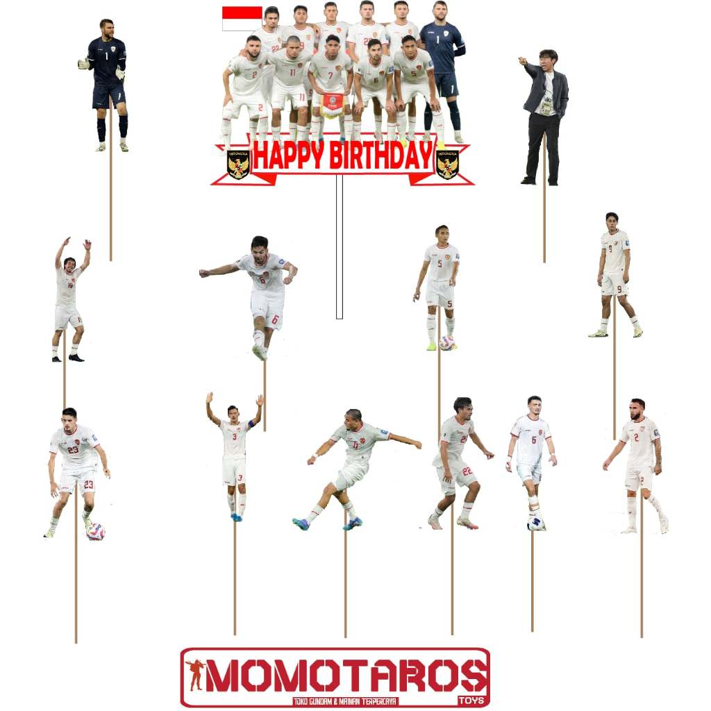 Jual Topper cake Tim Nasional Indonesia sepak bola Garuda isi 12 pcs ...