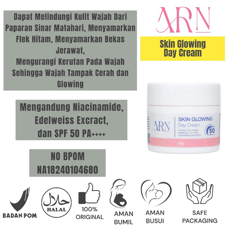 Jual ARN DAY CREAM SPF 50 - KRIM SIANG MENCERAHKAN WAJAH - SUNBLOCK ...