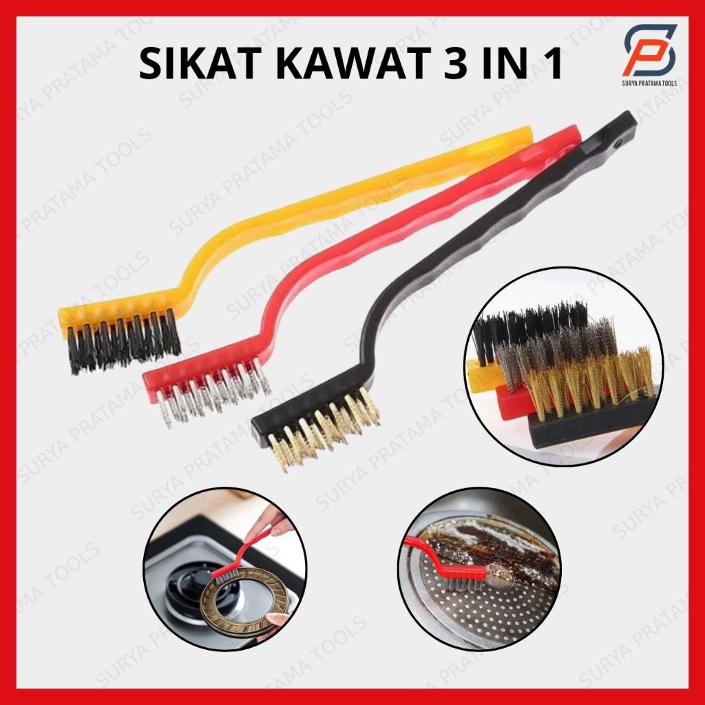 Jual Sikat Kawat Set Isi 3 Pcs Sikat Kuningan Baja Nylon Pembersih ...