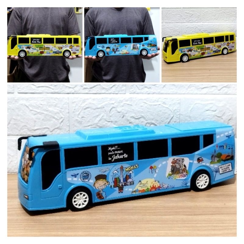 Jual Mainan Bus Wisata Jakarta Murah Jalan Dorong Roda Friction ...