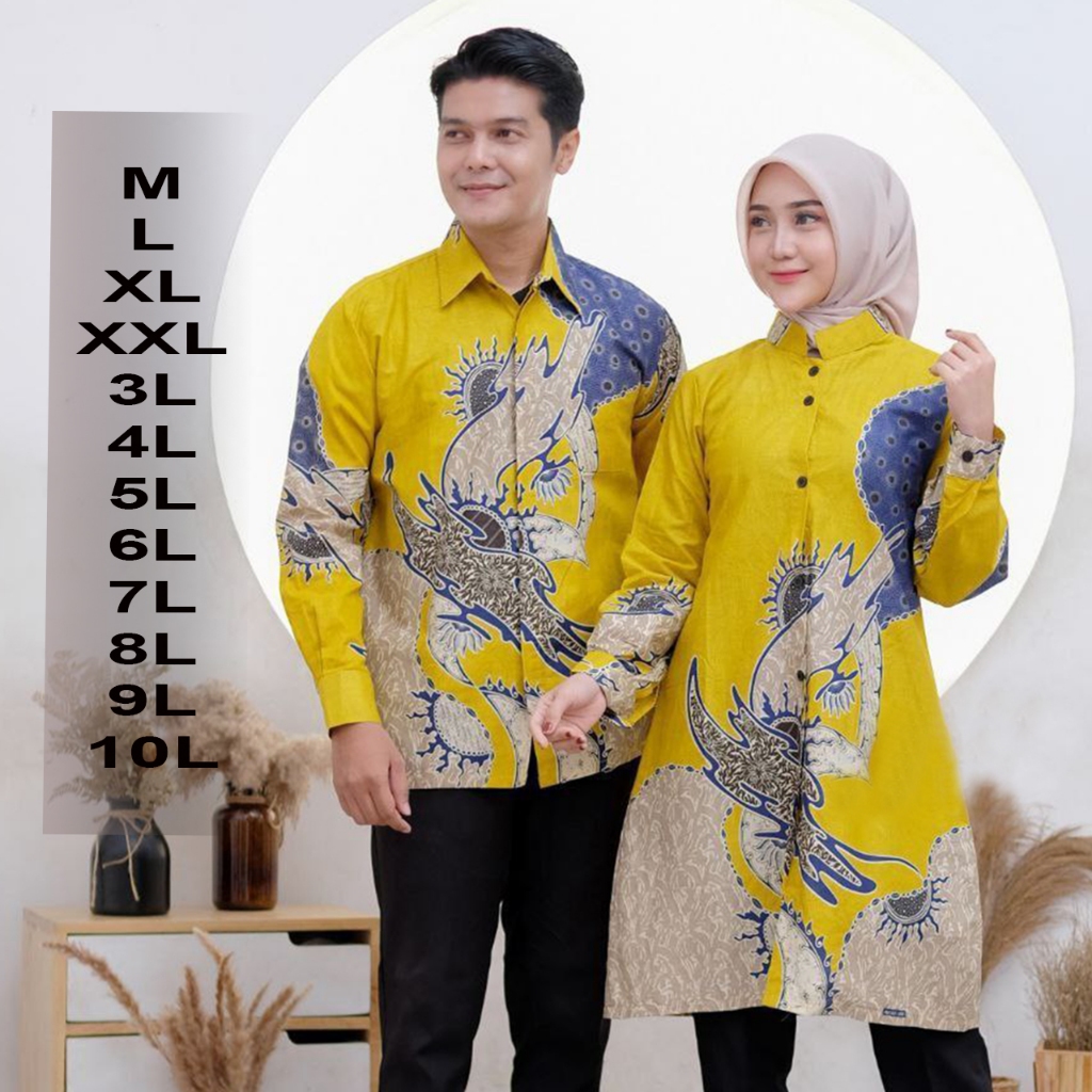 Jual COUPLE BATIK Tunik Batik Dan Kemeja Batik Jumbo | M-10XL SUPER JUMBO | atasan seragaman ...