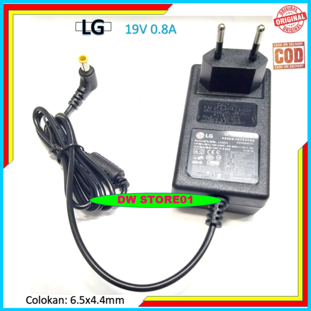 Jual Adaptor monitor dan charger tv lcd led LG 19V - 0.8A 6.5 x 4.4mm ...