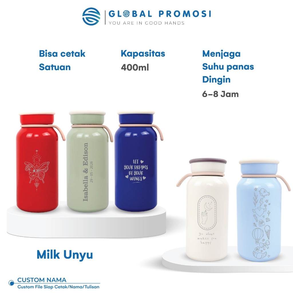 Jual Tumbler Milk Unyu 400ml Custom Termos Stainless Cetak Nama / Logo ...