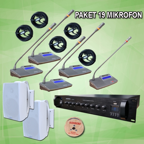 Jual MIC RAPAT CONFERENCE SYSTEM KABEL AUDERPRO AP-809 DIGITAL PAKET PO7 PAKAI 19 MIKROFON DAN ...