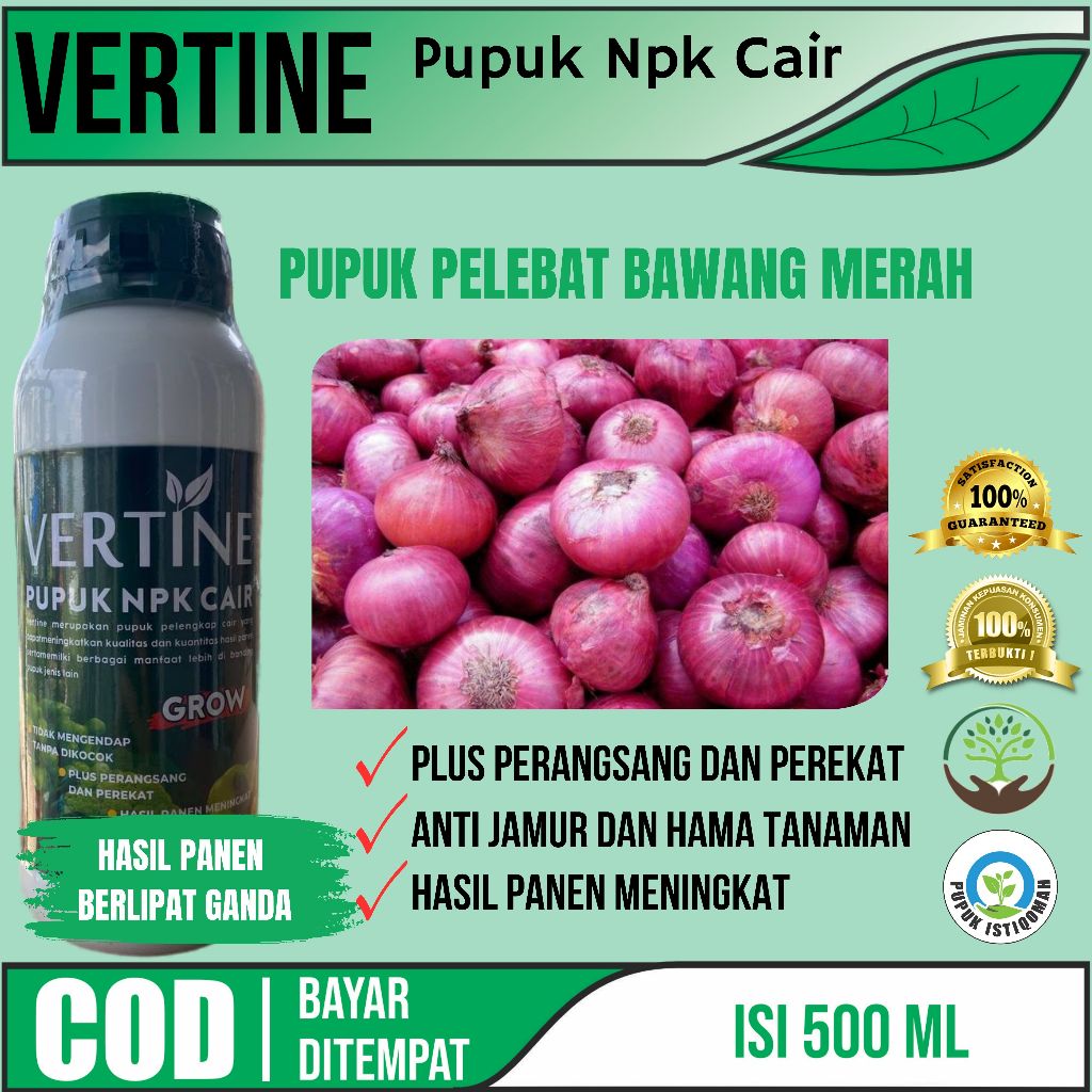 Jual Obat Pembesar Bawang Merah - Vertine Grow 500 ML - Pupuk Cair Mempertebal Bawang Merah ...