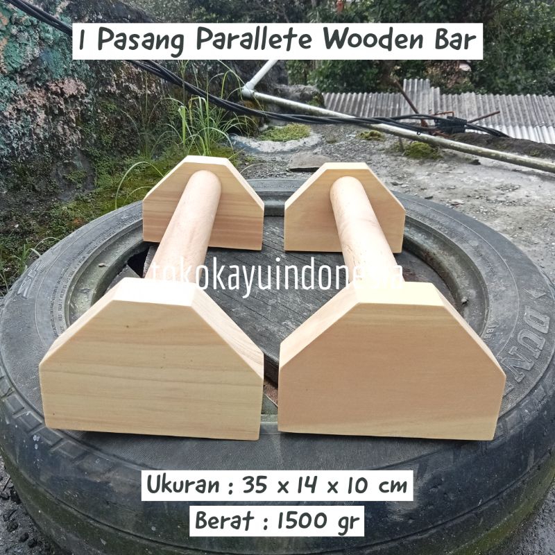 Jual Parallettes Wooden Bar Calisthenics Workout Equipment Bar Assisted ...