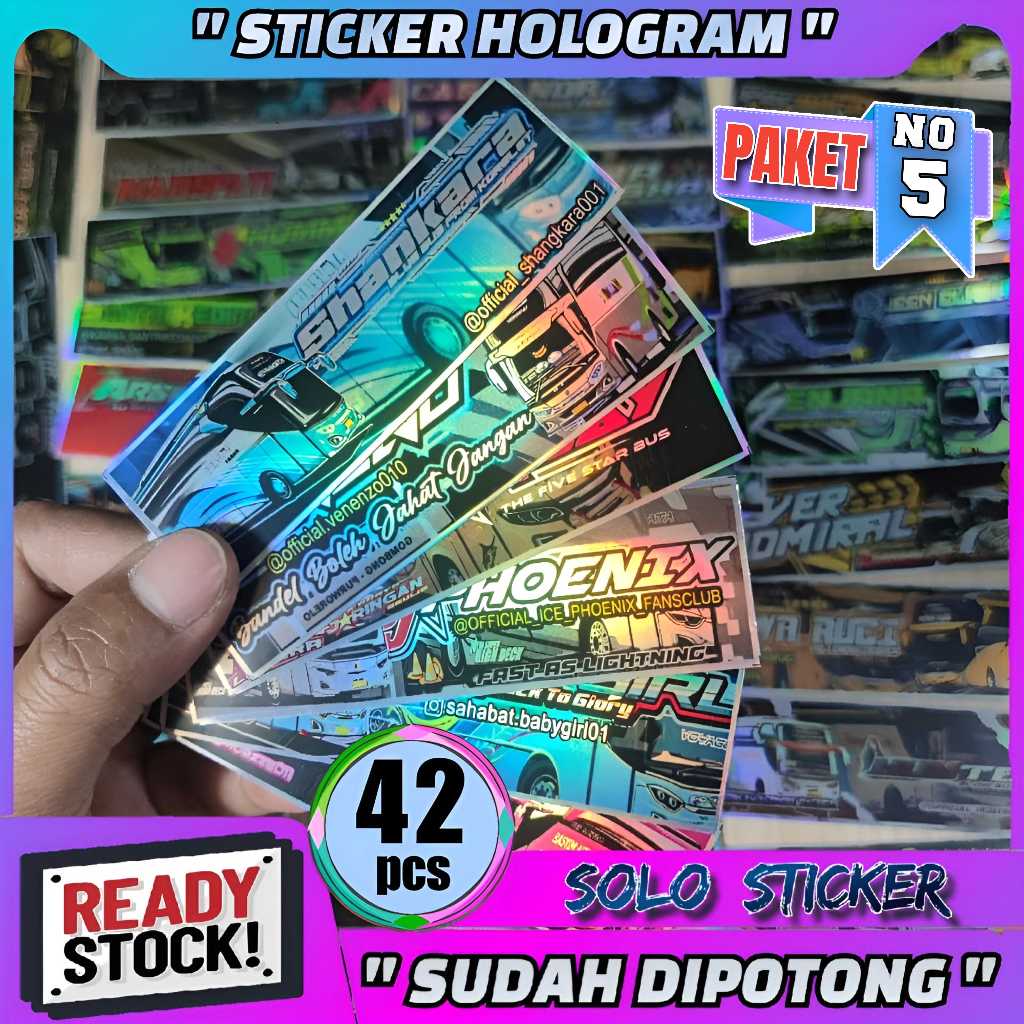 Jual 42 Pcs Stiker Hologram Panjang Bus Mania Telolet Basuri SUDAH ...