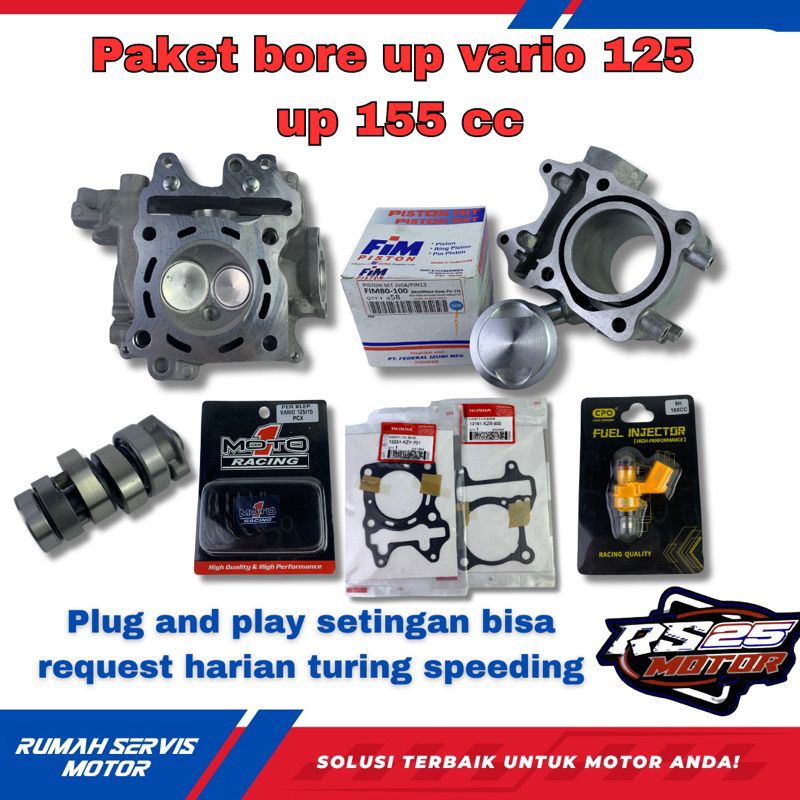 Jual Paket BORE UP vario 125 up 155-160cc CUSTOM PORTING RACING ...