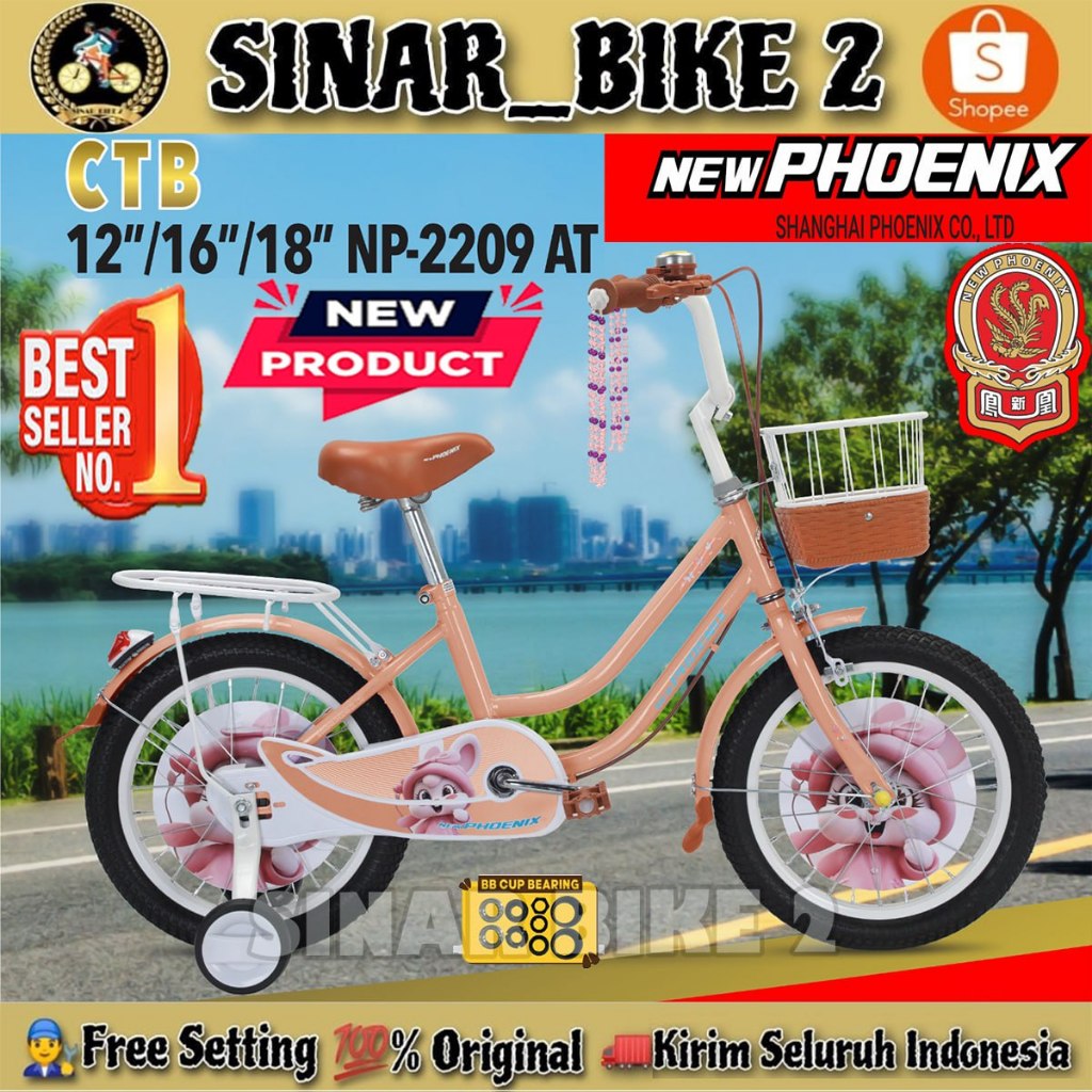 Jual Sepeda Anak Perempuan NEW PHOENIX NP-2209 AT Ukuran 12 16 18 Inch ...