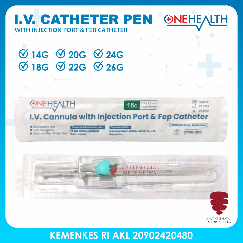 Jual I.V. Cathether 14G 16G 18G 20G 22G 24G 26G Inflo Plus IV Cannula Canula Wing With Injection ...