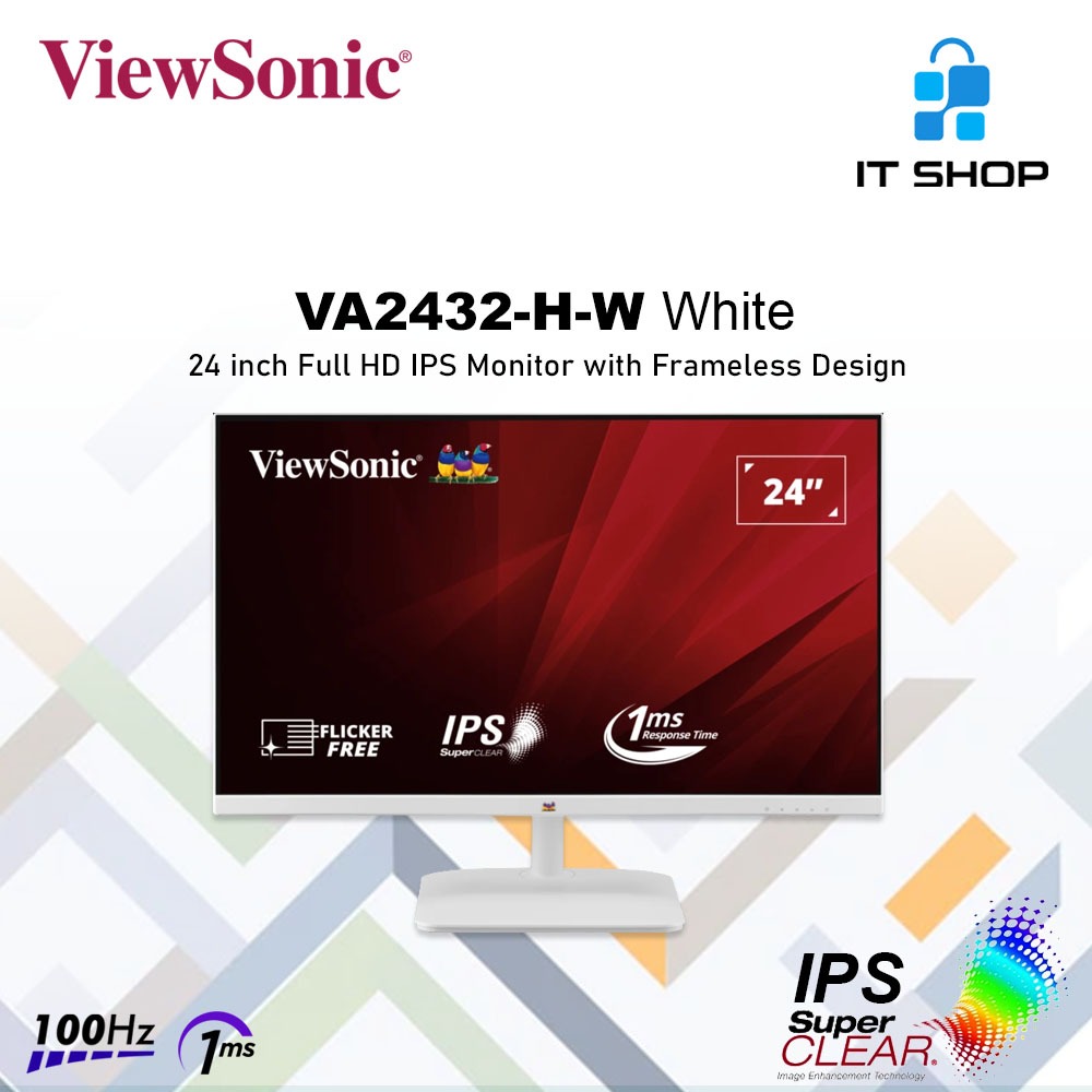 Jual ViewSonic 24 inch IPS Monitor VA2432-H-W - White Frameless 100Hz ...