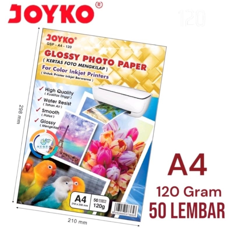Jual Kertas Foto/Paper Foto Glossy Photo Paper A4 120gsm 1pak isi ...