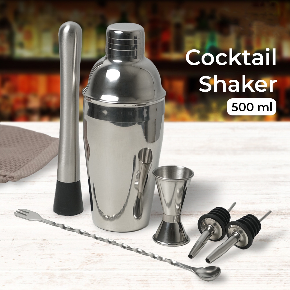 Jual 6 in1 Botol Shaker Set Bartender Bar Cocktail Stainless Steel ...