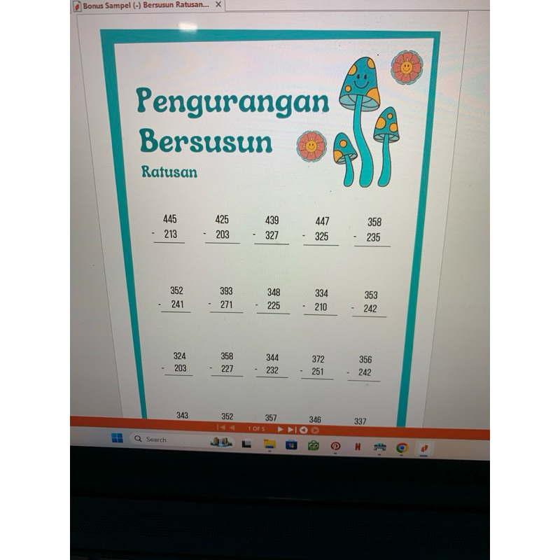 Jual LATIHAN SOAL SD MATEMATIKA PENGURANGAN BERSUSUN RATUSAN 5 LEMBAR ...